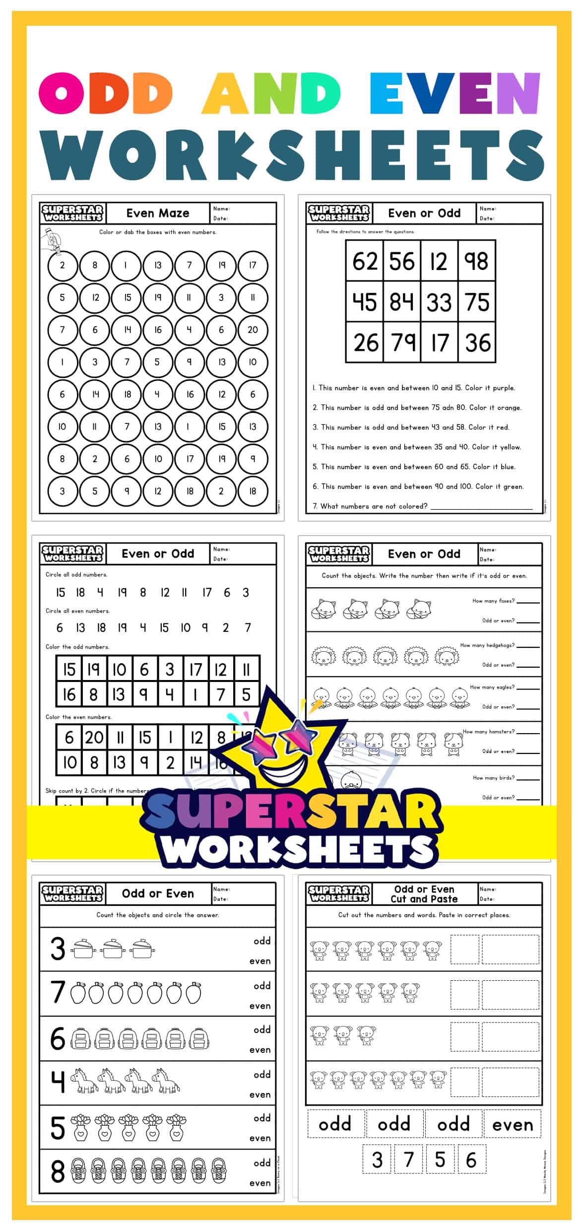 Odd and Even Number Worksheets - Superstar Worksheets
