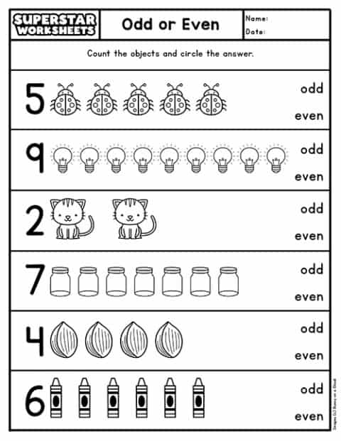 Odd and Even Number Worksheets - Superstar Worksheets