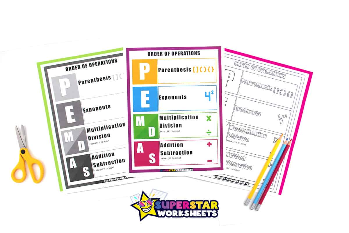 PEMDAS Chart Superstar Worksheets