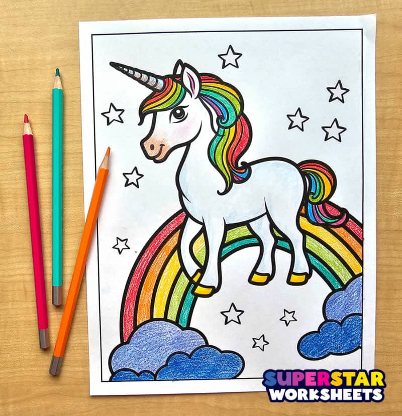 Unicorn Coloring Pages (Free Printables) - Superstar Worksheets