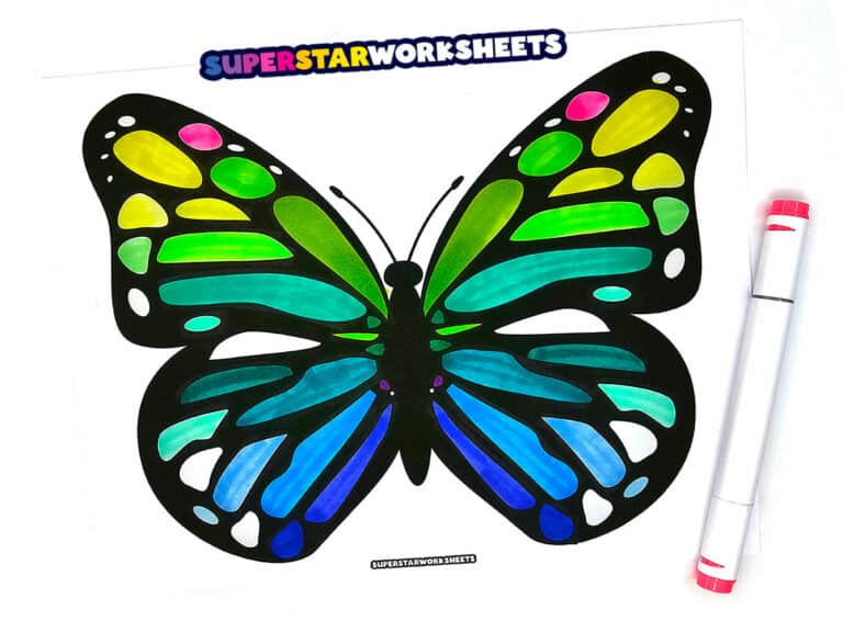 Beautiful Butterflies Coloring Page - Superstar Worksheets