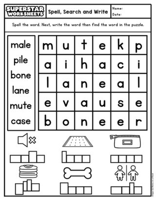 CVCE Words Worksheets - Superstar Worksheets