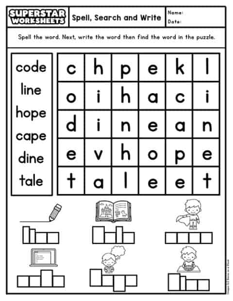 CVCE Words Worksheets - Superstar Worksheets