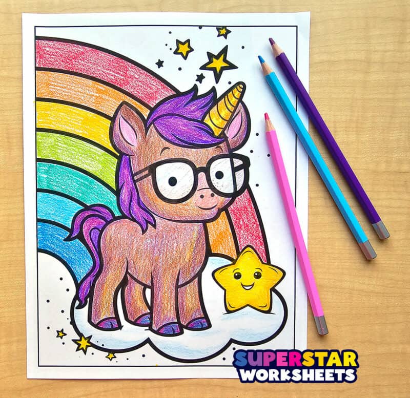 Unicorn Coloring Pages (Free Printables) - Superstar Worksheets