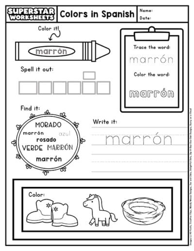 Spanish Color Worksheets - Superstar Worksheets