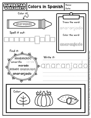 Spanish Color Worksheets - Superstar Worksheets