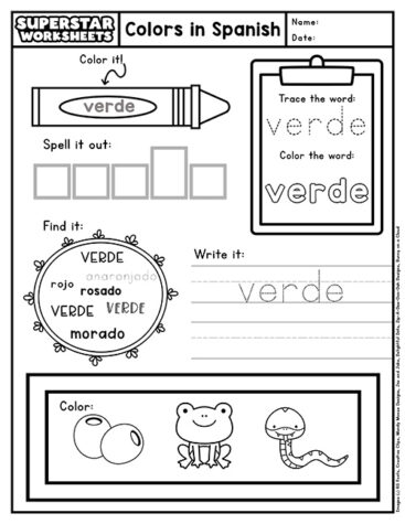 Spanish Color Worksheets - Superstar Worksheets