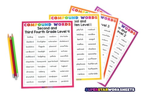 Compound Word Lists - Superstar Worksheets