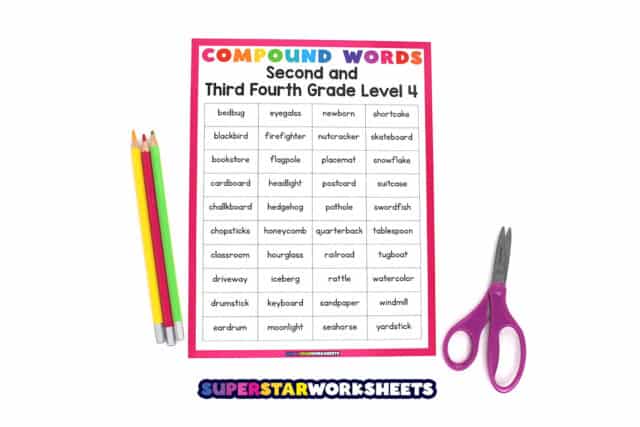 Compound Word Lists - Superstar Worksheets