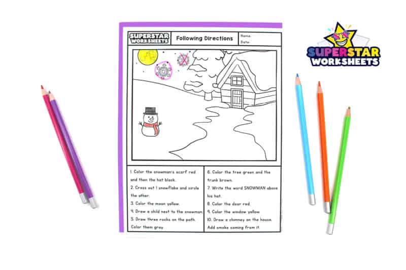 Following Directions Worksheets - Superstar Worksheets