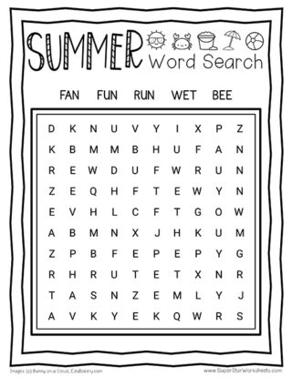 Summer Word Search - Superstar Worksheets