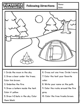 Following Directions Worksheets - Superstar Worksheets