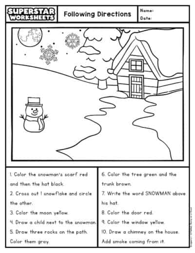 Following Directions Worksheets - Superstar Worksheets