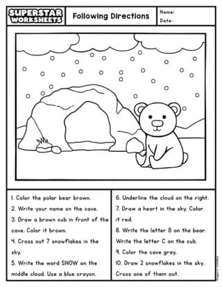 Following Directions Worksheets - Superstar Worksheets