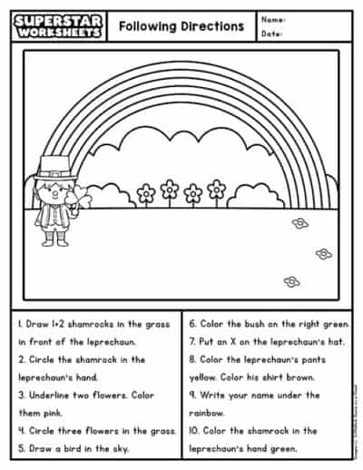 Following Directions Worksheets - Superstar Worksheets