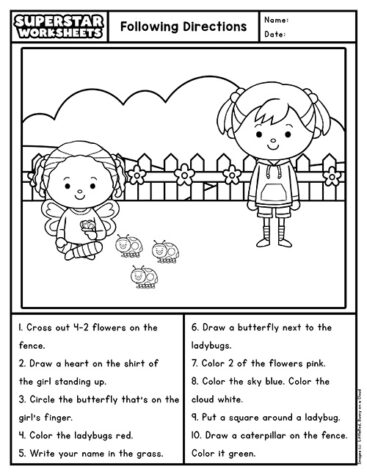 Following Directions Worksheets - Superstar Worksheets