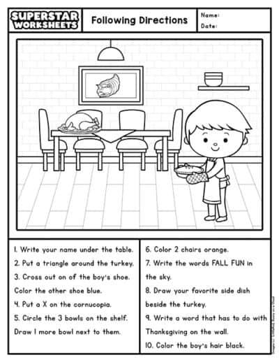 Following Directions Worksheets - Superstar Worksheets
