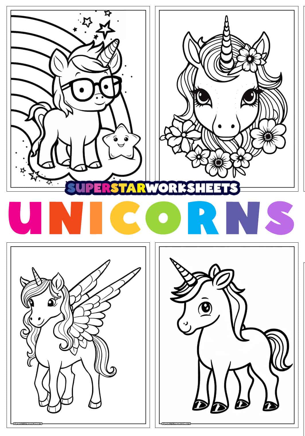 Unicorn Coloring Pages Superstar Worksheets