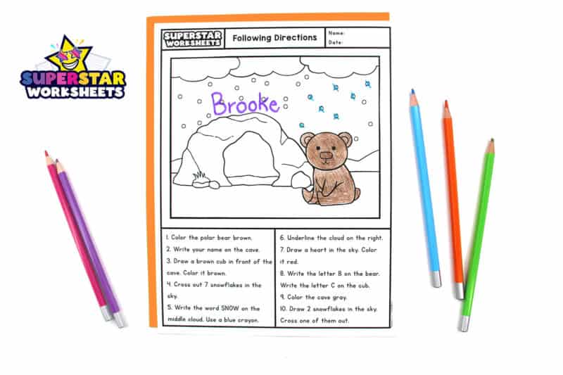 Following Directions Worksheets - Superstar Worksheets