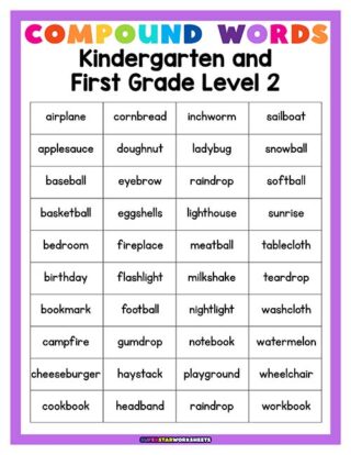 Compound Word Lists - Superstar Worksheets