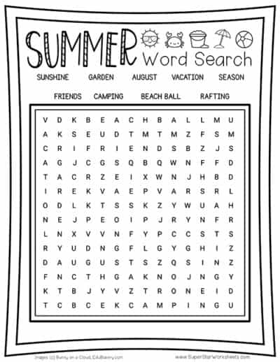 Summer Word Search - Superstar Worksheets