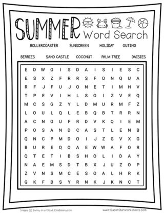 Summer Word Search - Superstar Worksheets