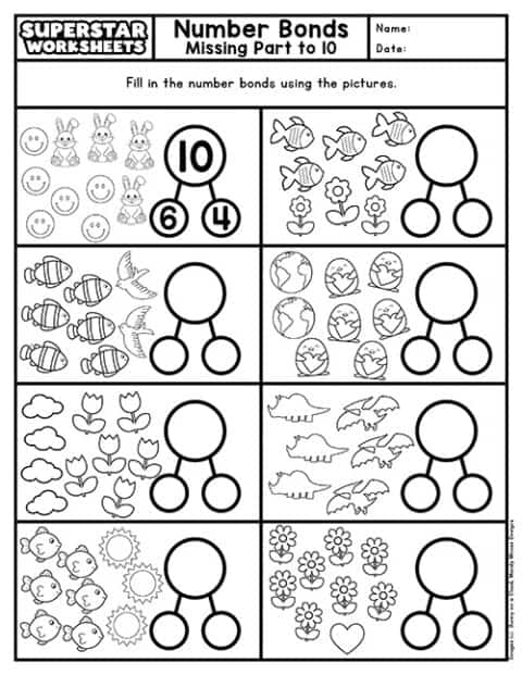 Number Bonds Worksheets - Superstar Worksheets