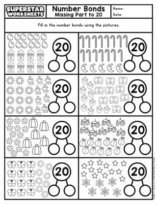 Number Bonds Worksheets - Superstar Worksheets