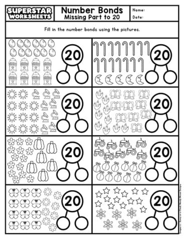Number Bonds - Superstar Worksheets