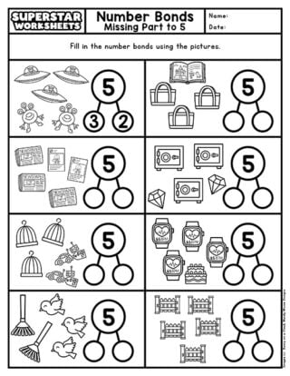 Number Bonds Worksheets - Superstar Worksheets