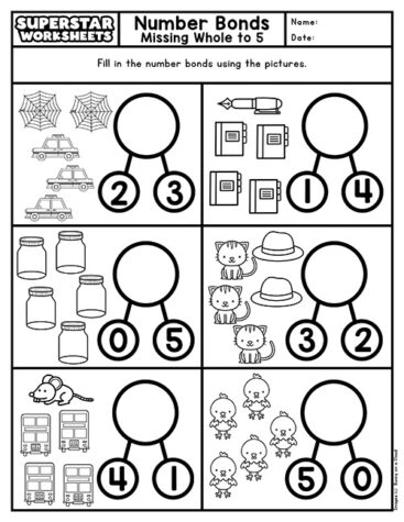 Number Bonds Worksheets - Superstar Worksheets