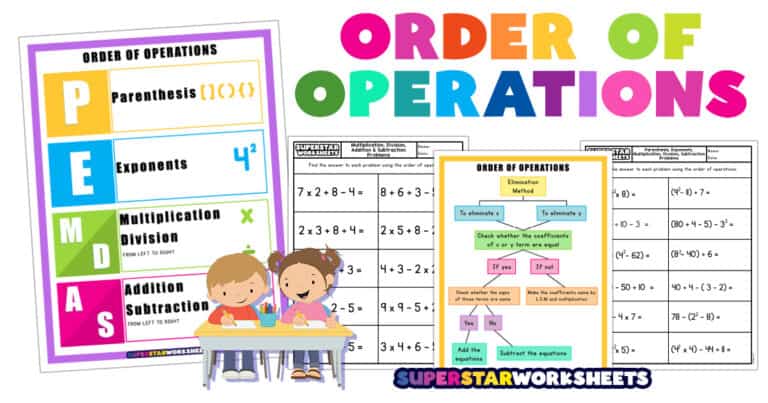 Order of Operations - Superstar Worksheets