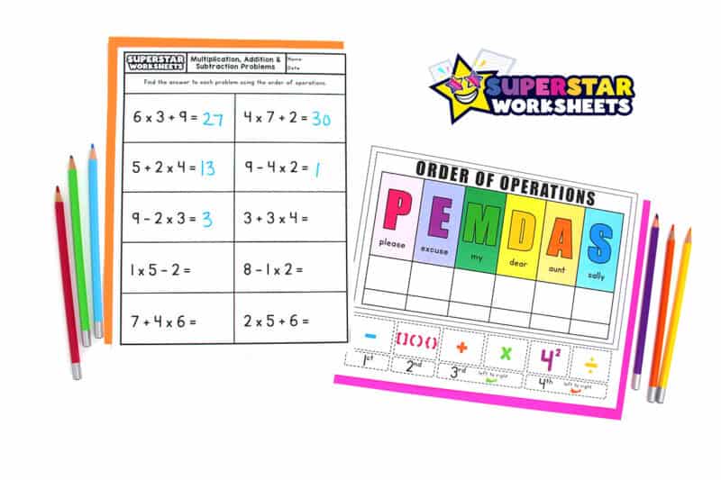 Order of Operations - Superstar Worksheets