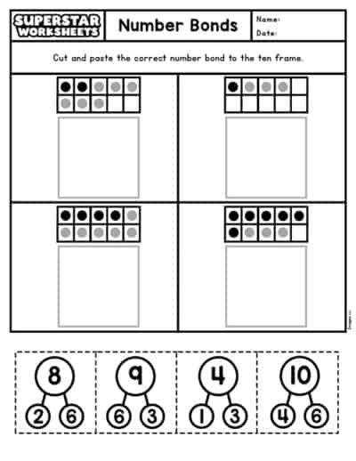Number Bonds Worksheets - Superstar Worksheets