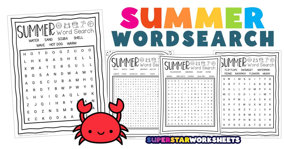 Summer Word Search (Free Printables) - Superstar Worksheets