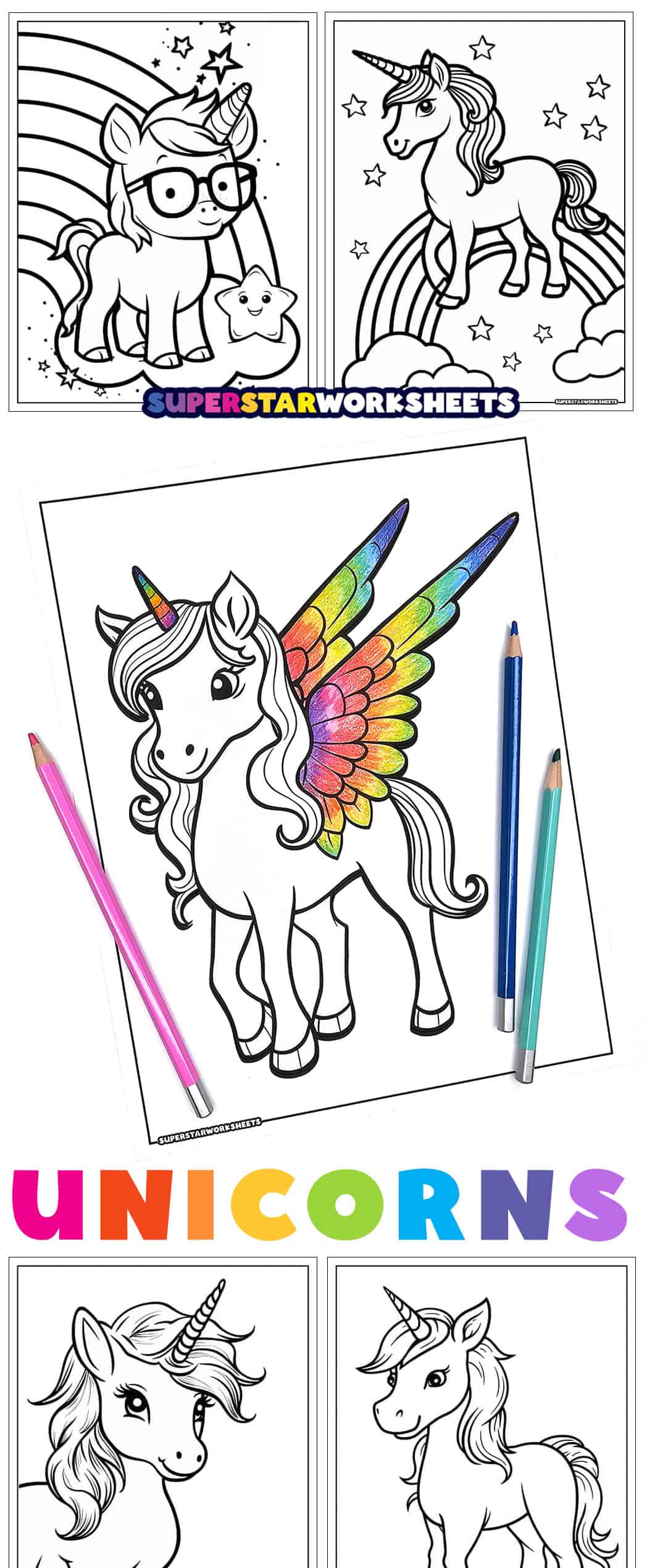 Unicorn Coloring Pages Superstar Worksheets