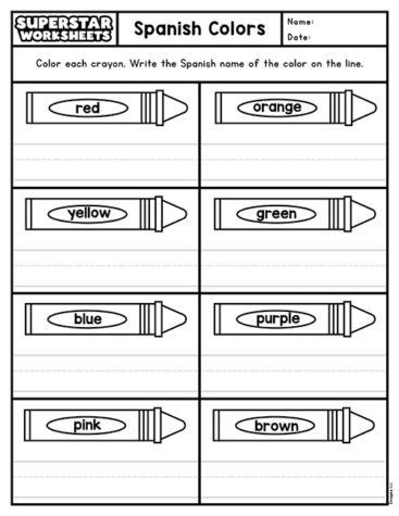 Spanish Color Worksheets - Superstar Worksheets