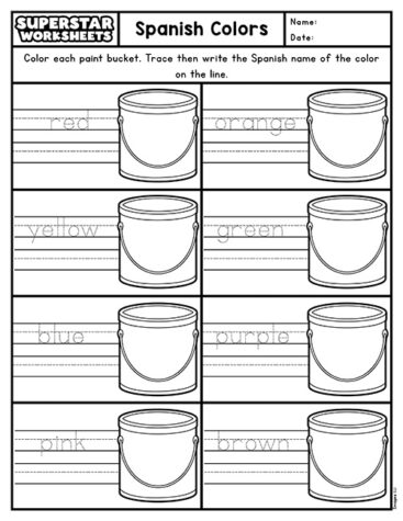 Spanish Color Worksheets - Superstar Worksheets
