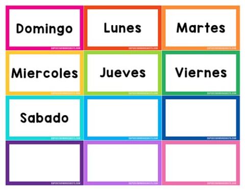SPANISH Days of the Week Worksheets - Superstar Worksheets