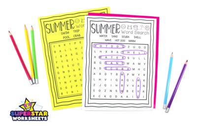 Summer Word Search - Superstar Worksheets