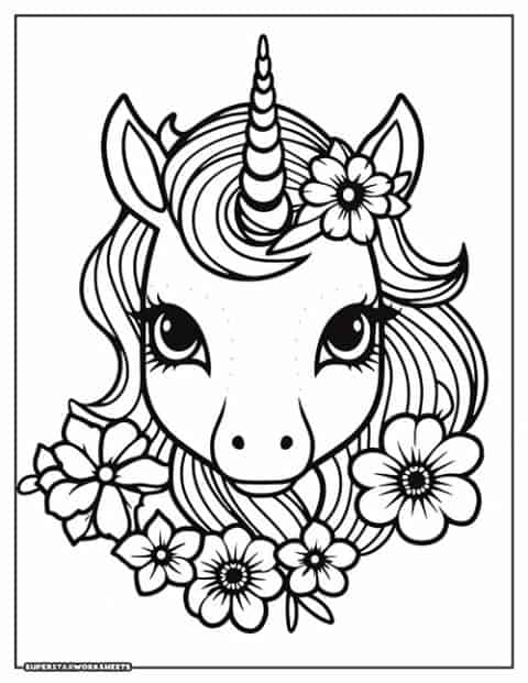 Unicorn Coloring Pages - Superstar Worksheets