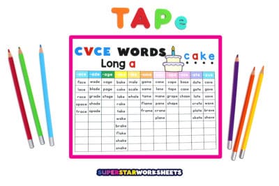 CVCE Words - Superstar Worksheets