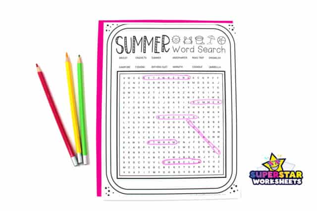 Summer Word Search - Superstar Worksheets