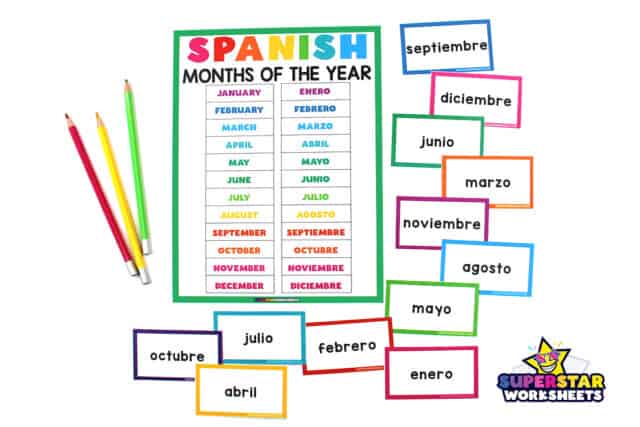 SPANISH Months of the Year Worksheets - Superstar Worksheets