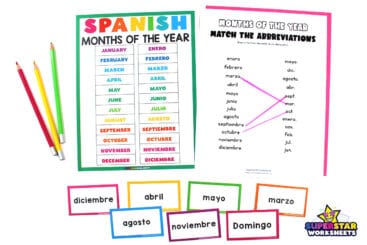 SPANISH Months of the Year Worksheets - Superstar Worksheets