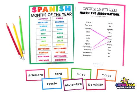 SPANISH Months of the Year Worksheets - Superstar Worksheets