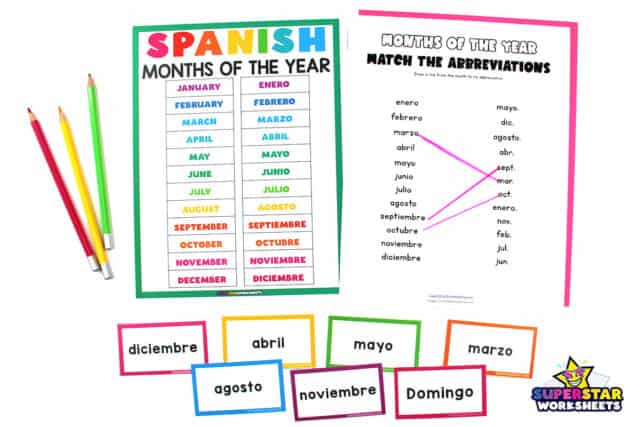 SPANISH Months of the Year Worksheets - Superstar Worksheets
