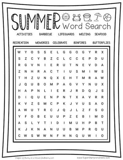 Summer Word Search - Superstar Worksheets