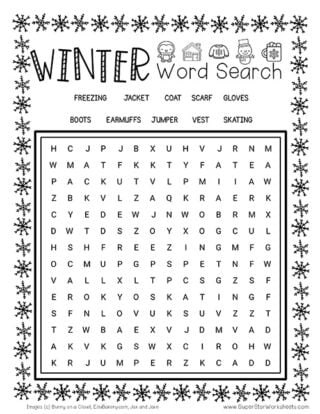 Winter Word Search - Superstar Worksheets