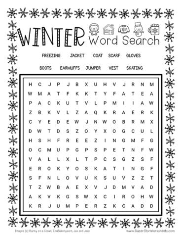 Winter Word Search - Superstar Worksheets